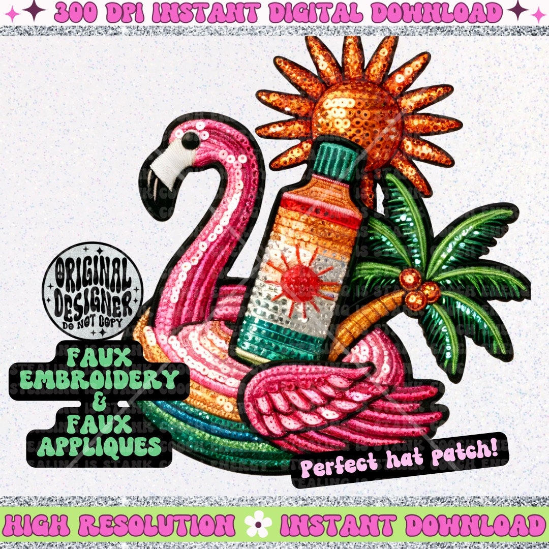 Summer Vibes, Stacked FAUX Embroidery Patches, Digital Download, PNG - Etsy