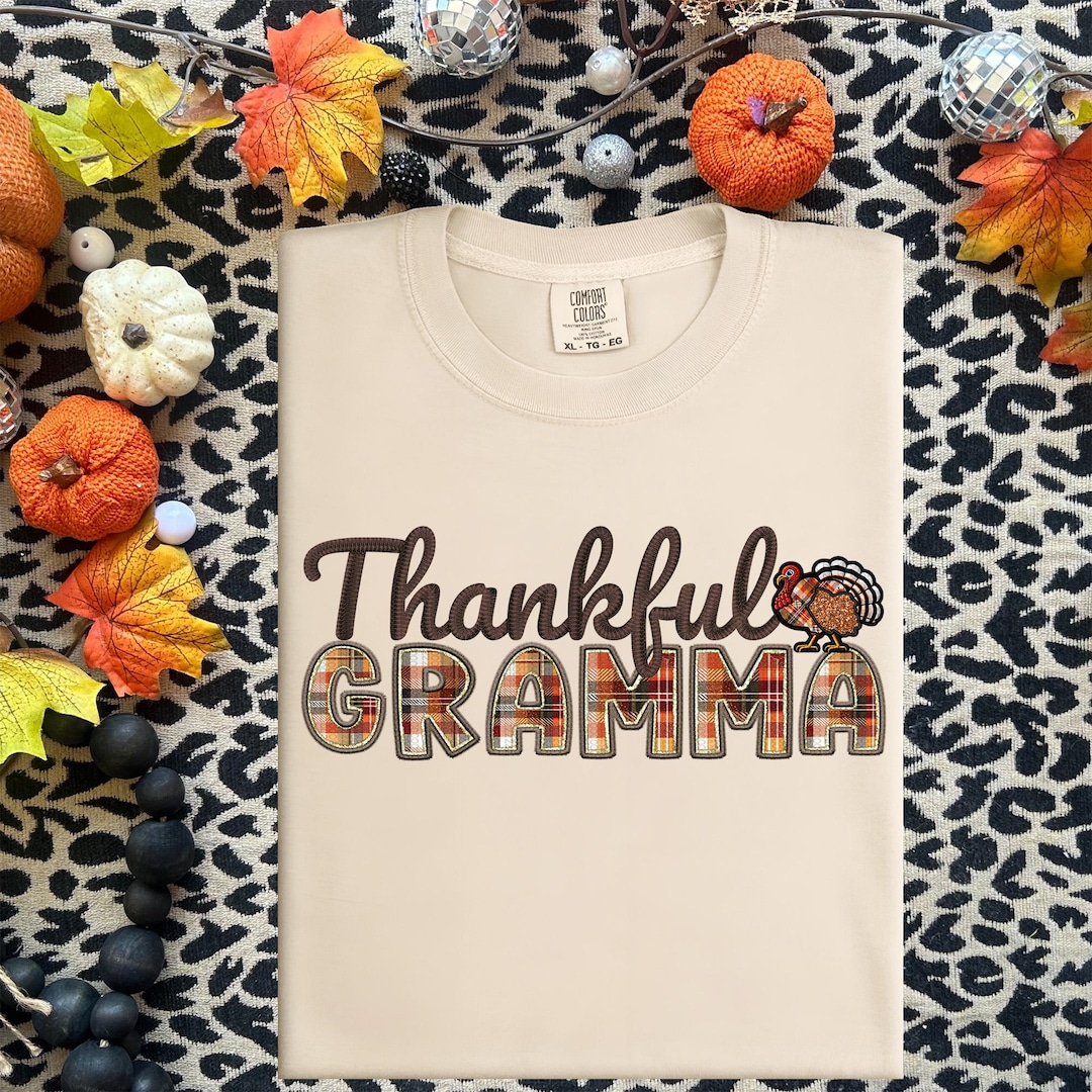 Thankful Gramma, Fall,faux Embroidery, Digital Design, Png, Holiday ...