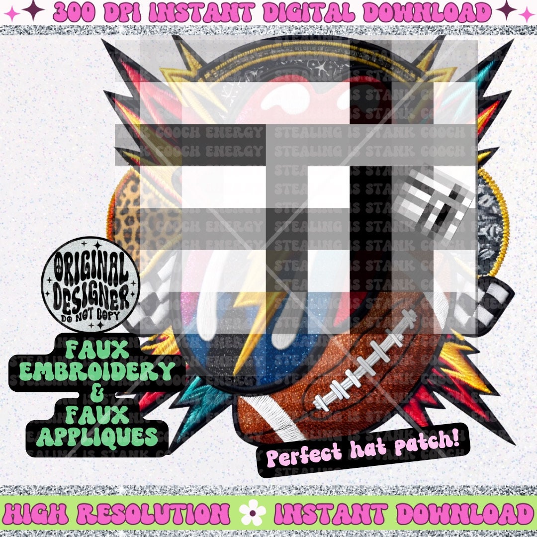 Football Rocker Hat Patch, Digital Download, for Dtf Printing, PNG - Etsy