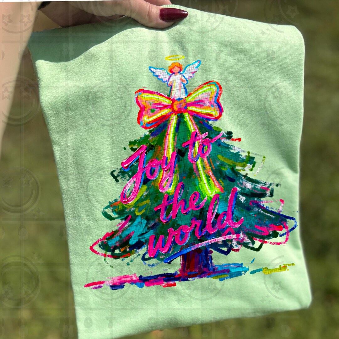 Joy to the World Messy Christmas Tree Faux Paint PNG Digital Download ...