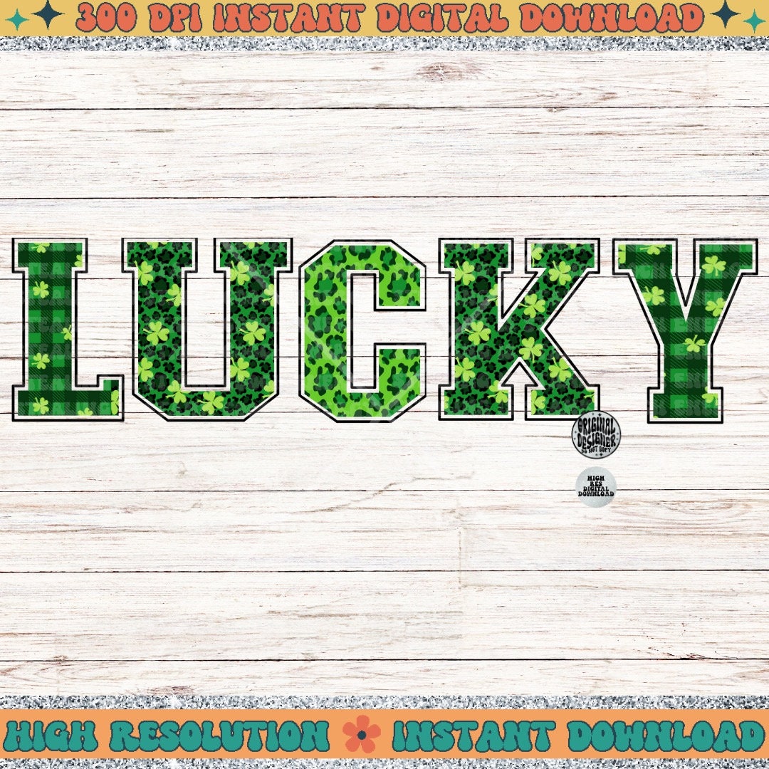 Lucky, Leopard Print, St Patrick’s Day, Shamrock Varsity Letter PNG ...