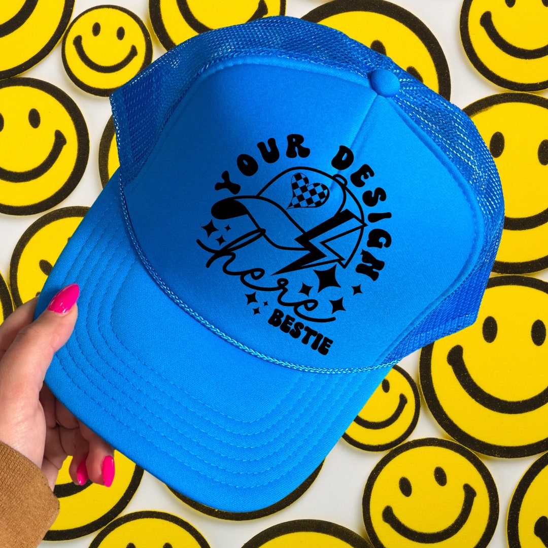 Otto Trucker Hat Mockup, Neon Blue, Hat Mock up Photo, Digital Download ...