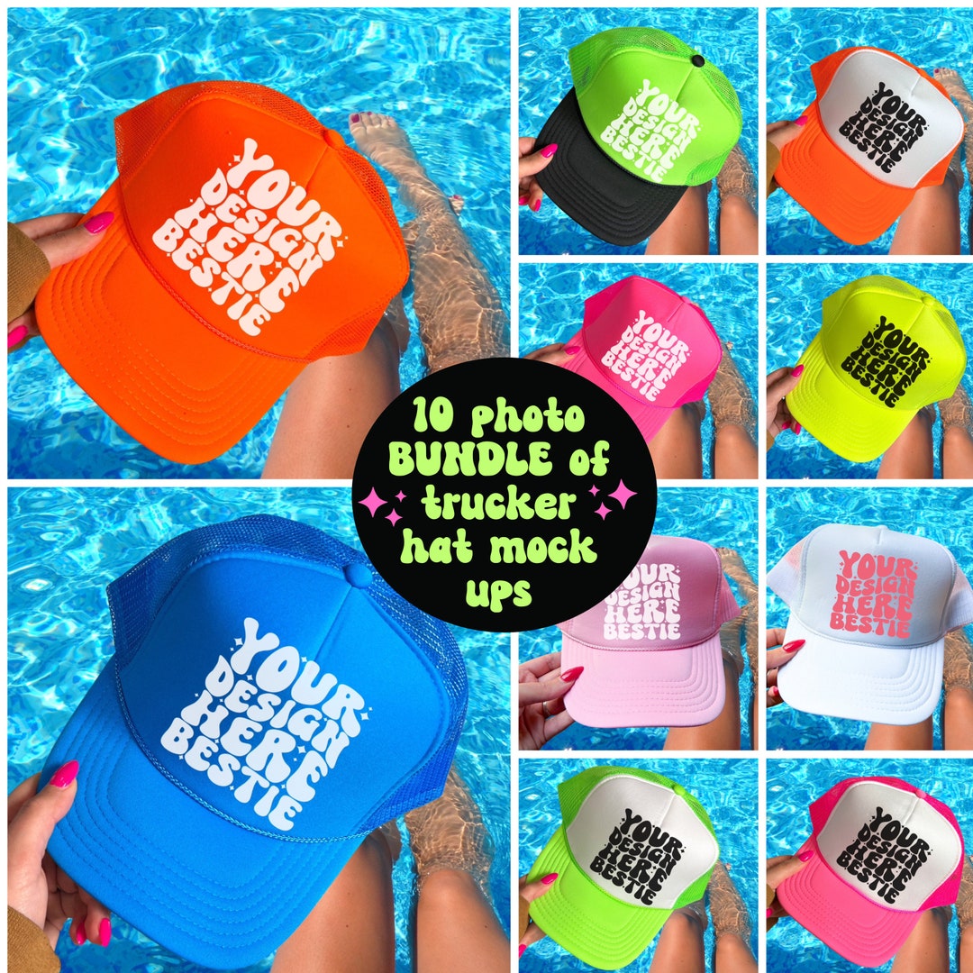 Summer Trucker Hat Mock up Bundle, TEN Mock up Photographs for Trucker ...