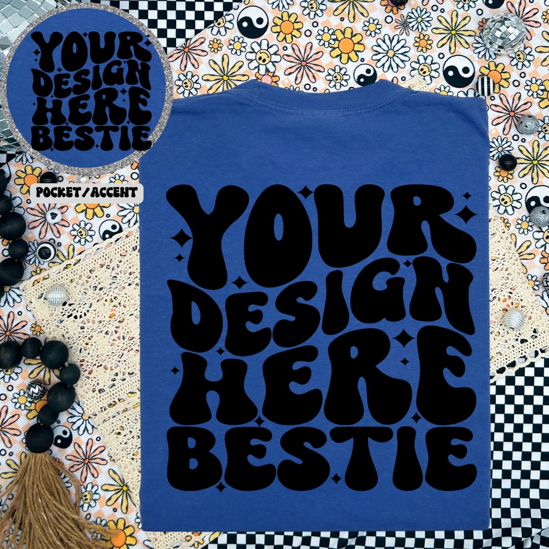 Comfort Colors Tshirt Mockup, CC1717 Mystic Blue, Trendy Checkered ...