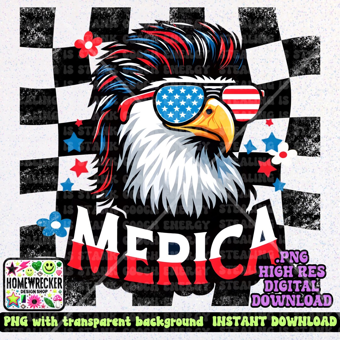 Merica Mullet Eagle Checkered Print PNG - Etsy