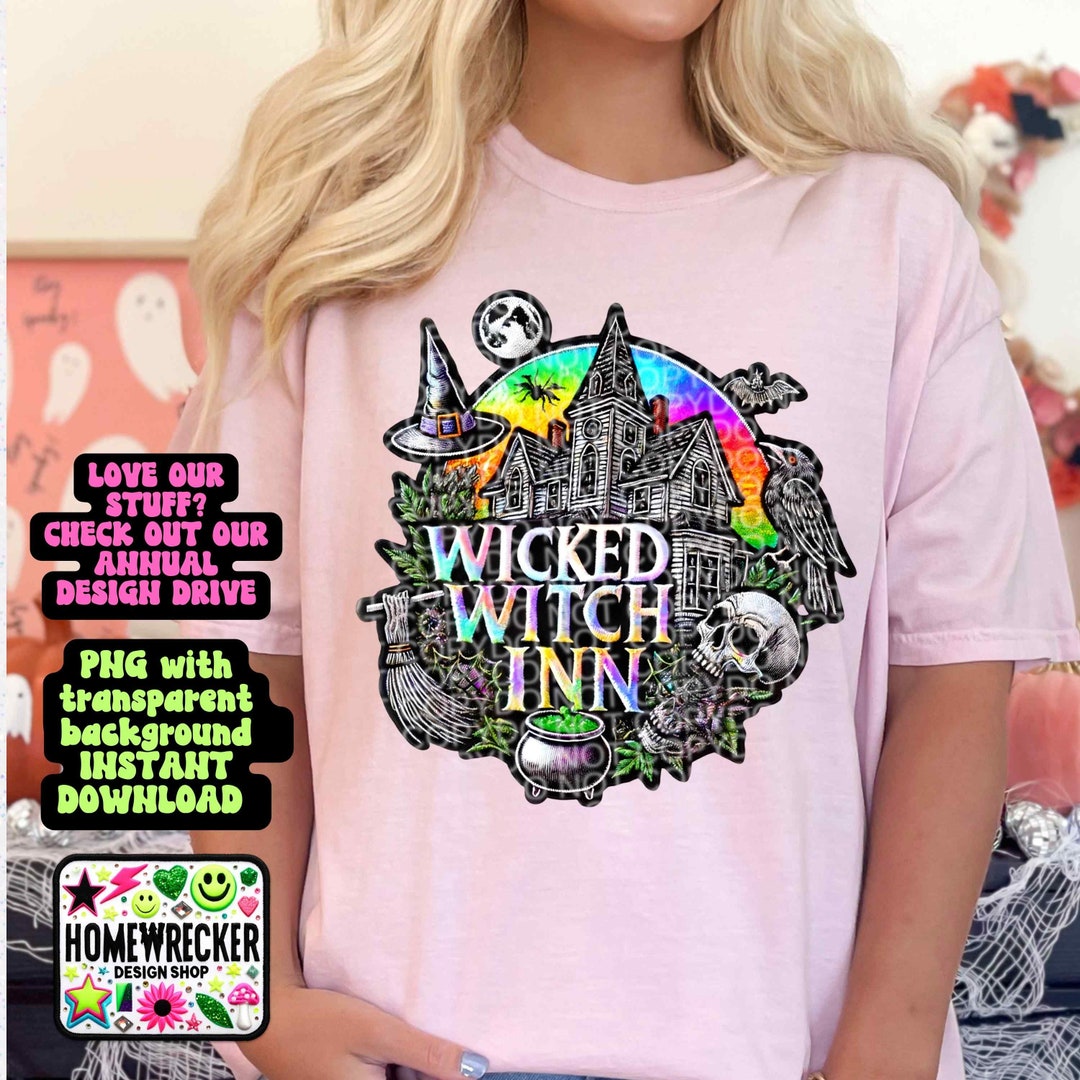 Wicked Witch Inn | Faux Embroidery Digital Patch | Halloween Instant ...