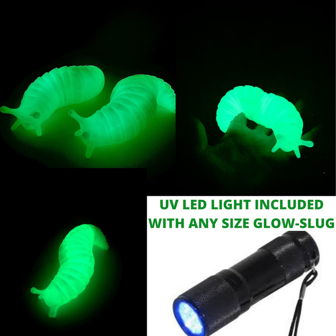 GLOW SLUG Glow in the Dark Fidget Slug Includes LED - Etsy