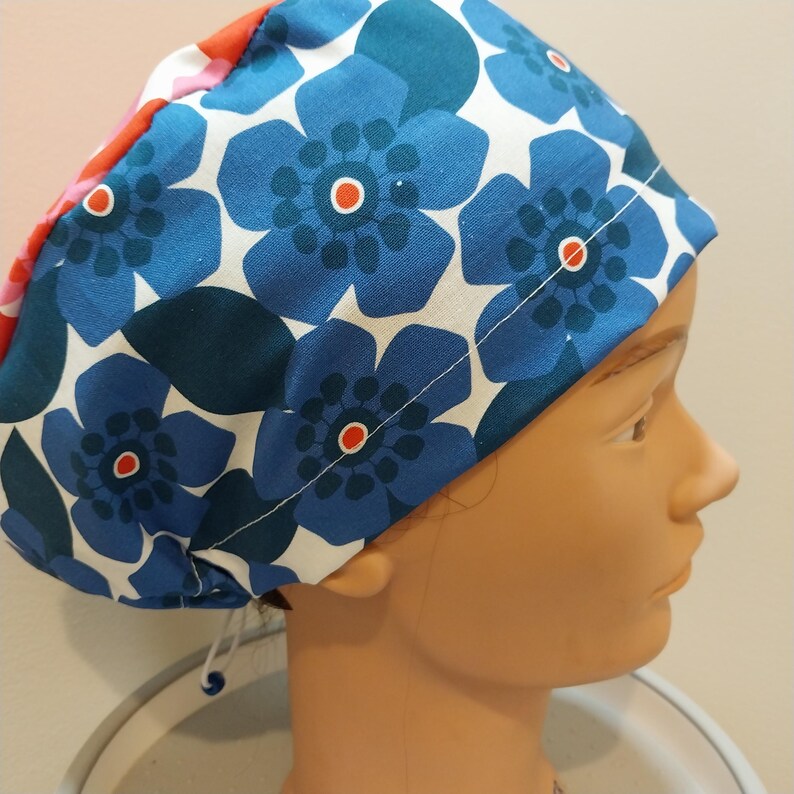 Bright Two Tone Scrub Cap, Women's Long Hair Euro Style Scrub Hat ...