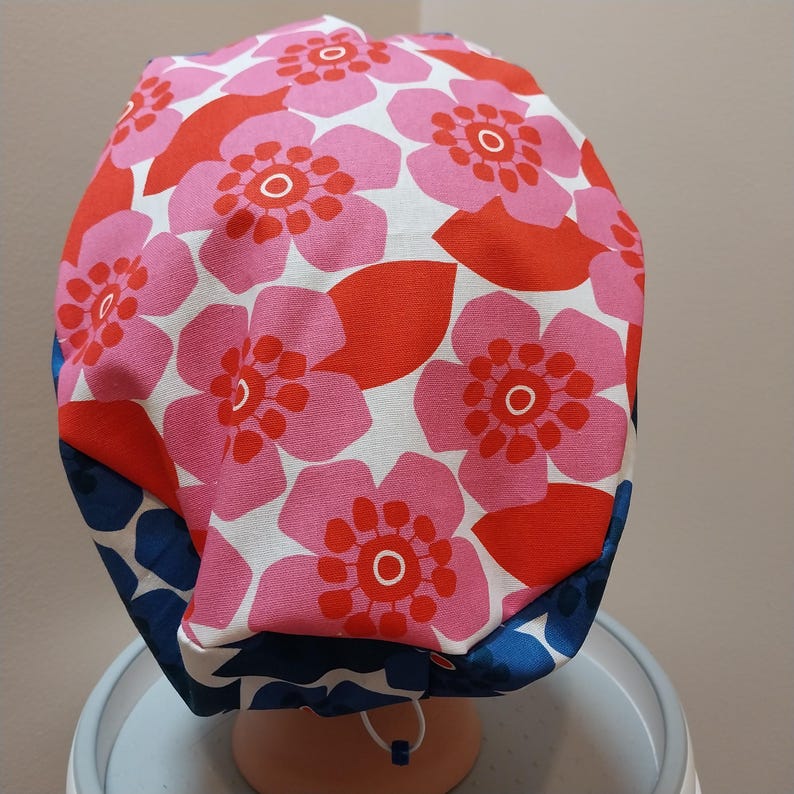 Bright Two Tone Scrub Cap, Women's Long Hair Euro Style Scrub Hat ...