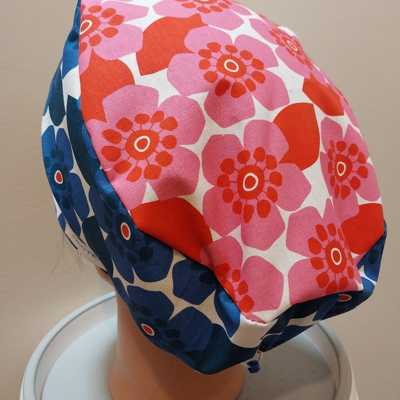 Bright Two Tone Scrub Cap, Women's Long Hair Euro Style Scrub Hat ...
