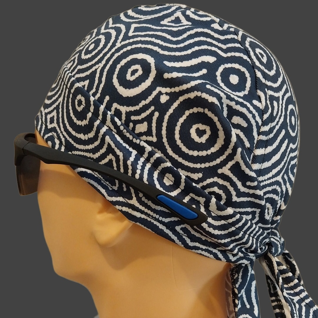 Aboriginal Print Cotton Drill, FITTED Bandana, Skull CAP, Do RAG, Head ...