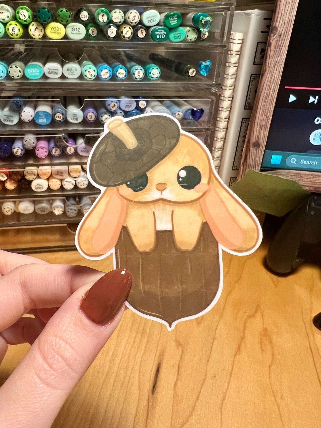 Acorn Bun Vinyl Sticker | Bunny Sticker | Acorn Sticker - Etsy