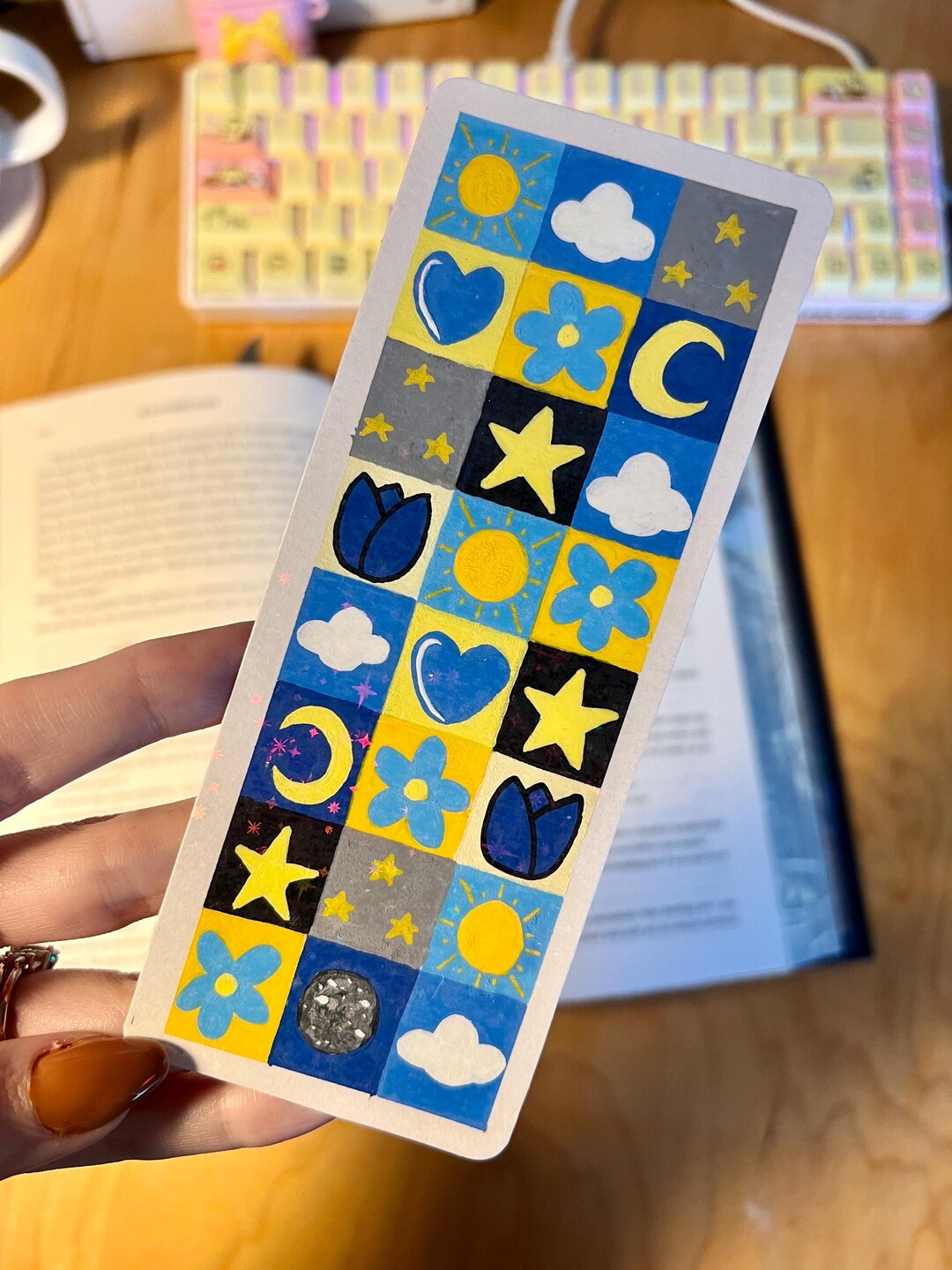 Blue Sky Hand Painted Bookmark - Etsy