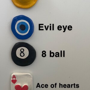 Handmade Clay Fridge Magnets Unique Designs: Ace of Hearts, Evil Eye ...