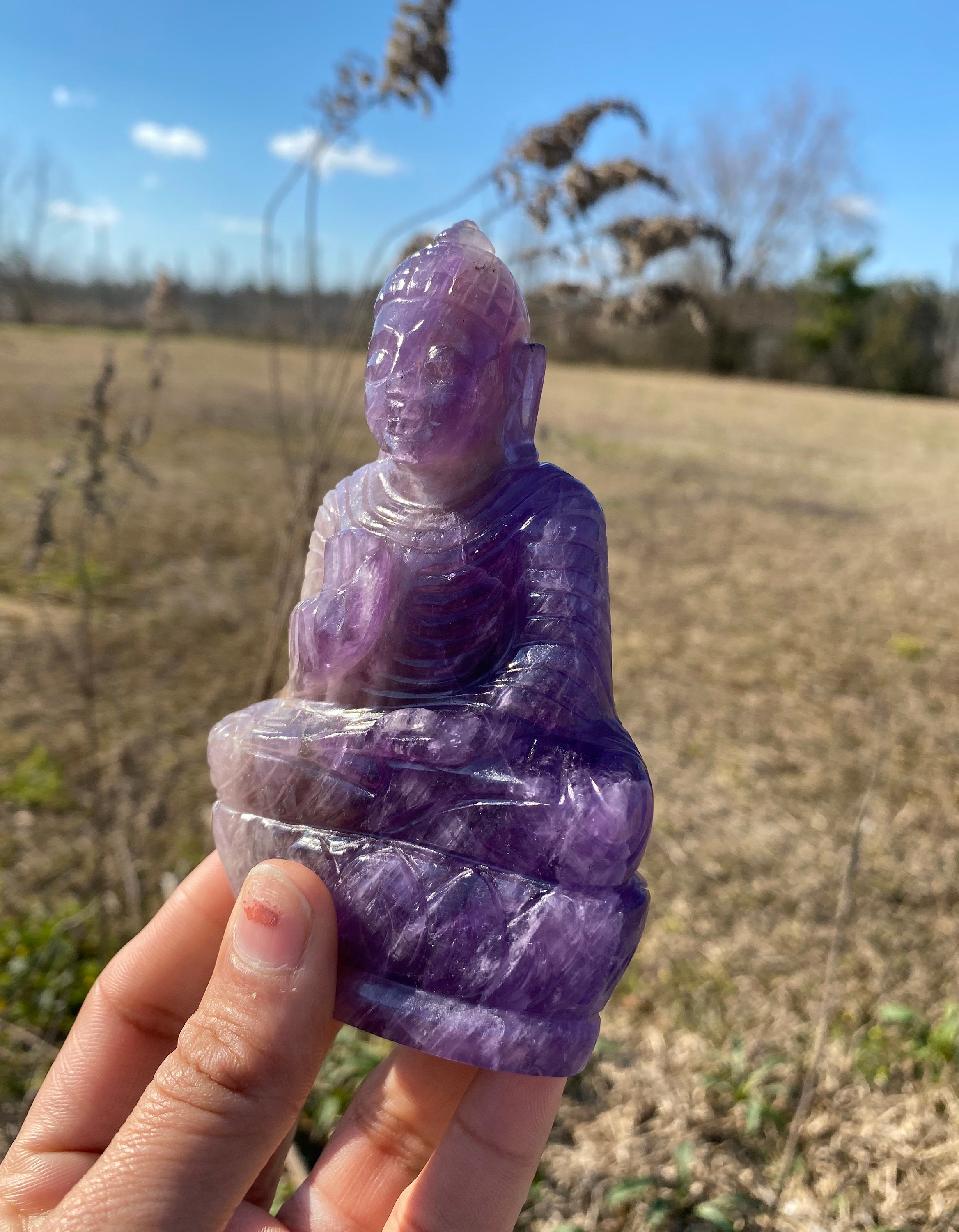 Unique Amethyst Buddha Figurine / Sitting Buddha Feng Shui | Etsy