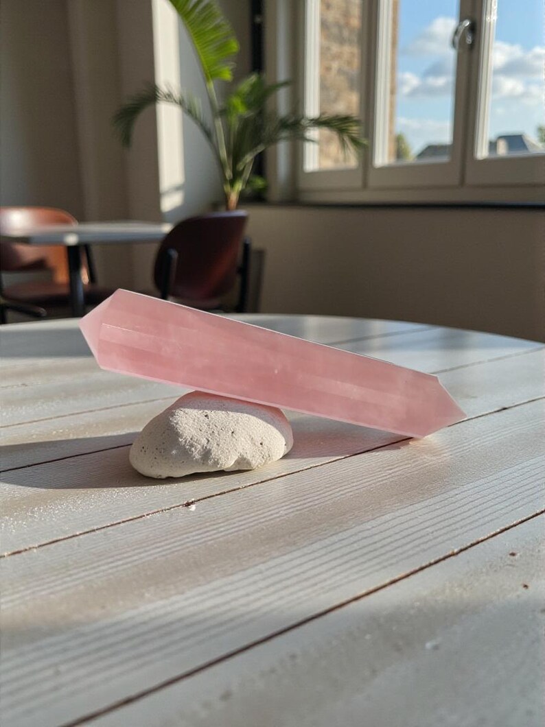 16 Sided Rose Natural Quartz Crystal, Spiritual Pranic Reiki Healing ...