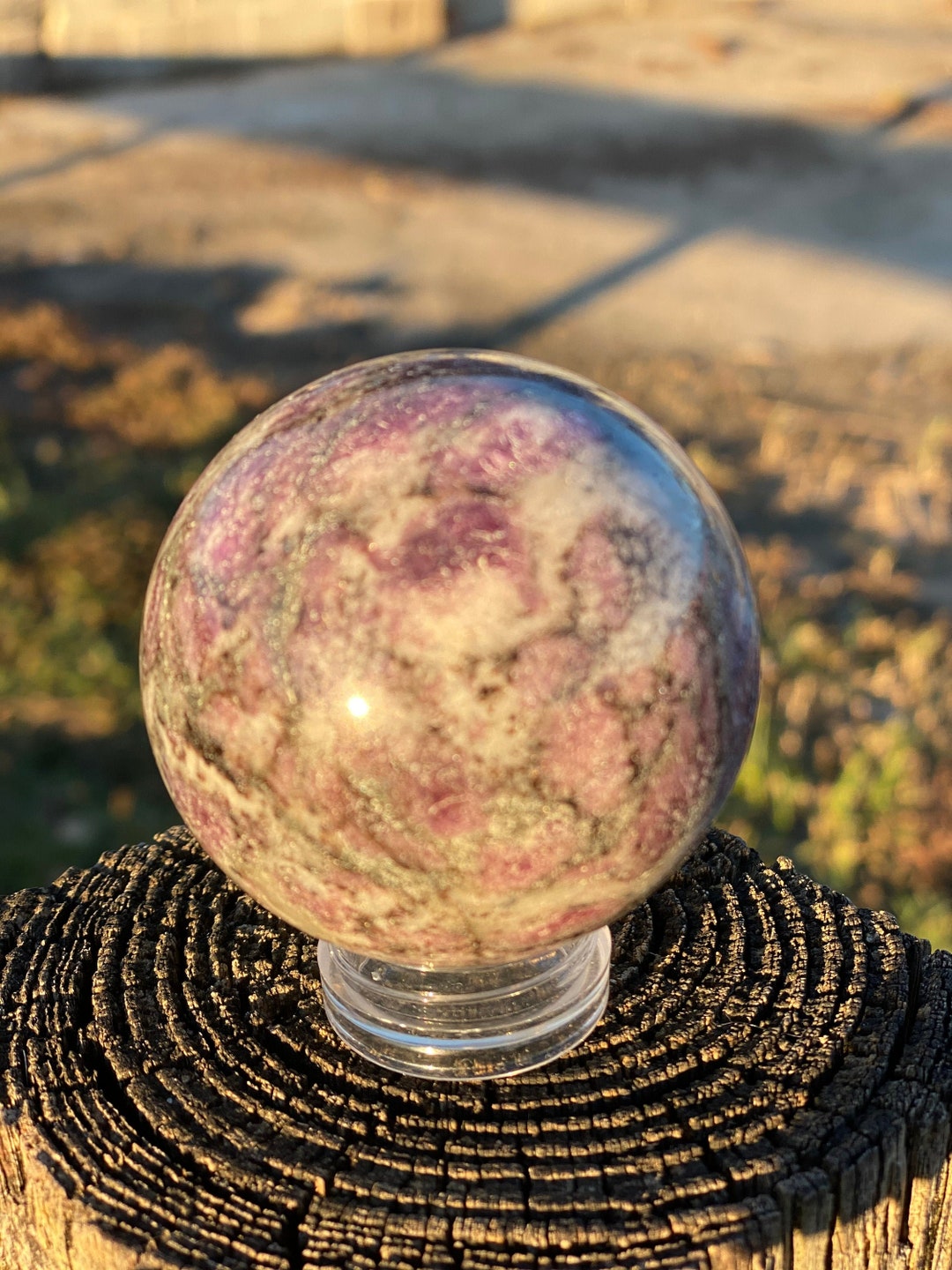 Garnet Matrix Sphere | Heart Chakra Stone (55 MM) - Etsy