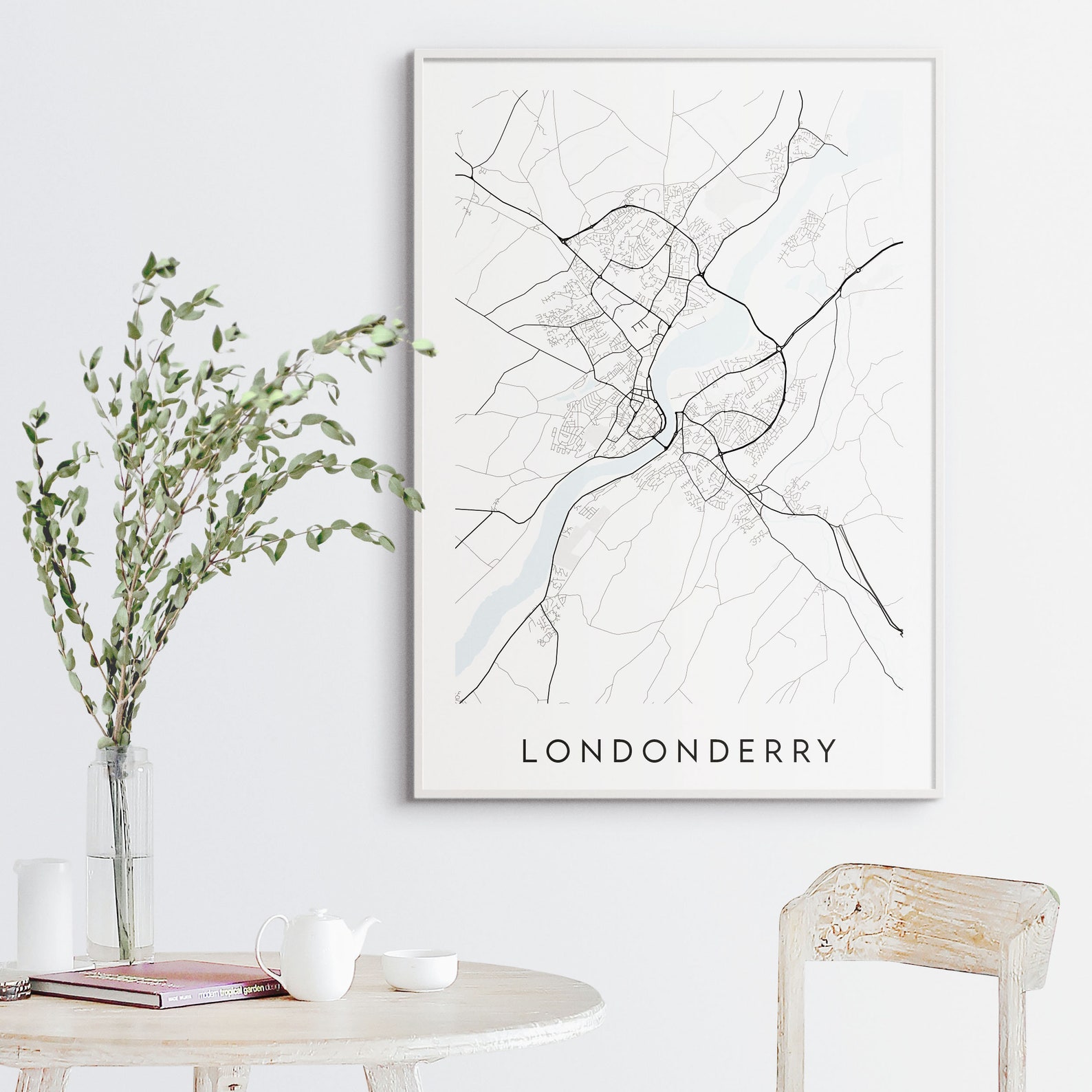 Londonderry Map Print Minimal Londonderry Poster Art Northern Ireland ...