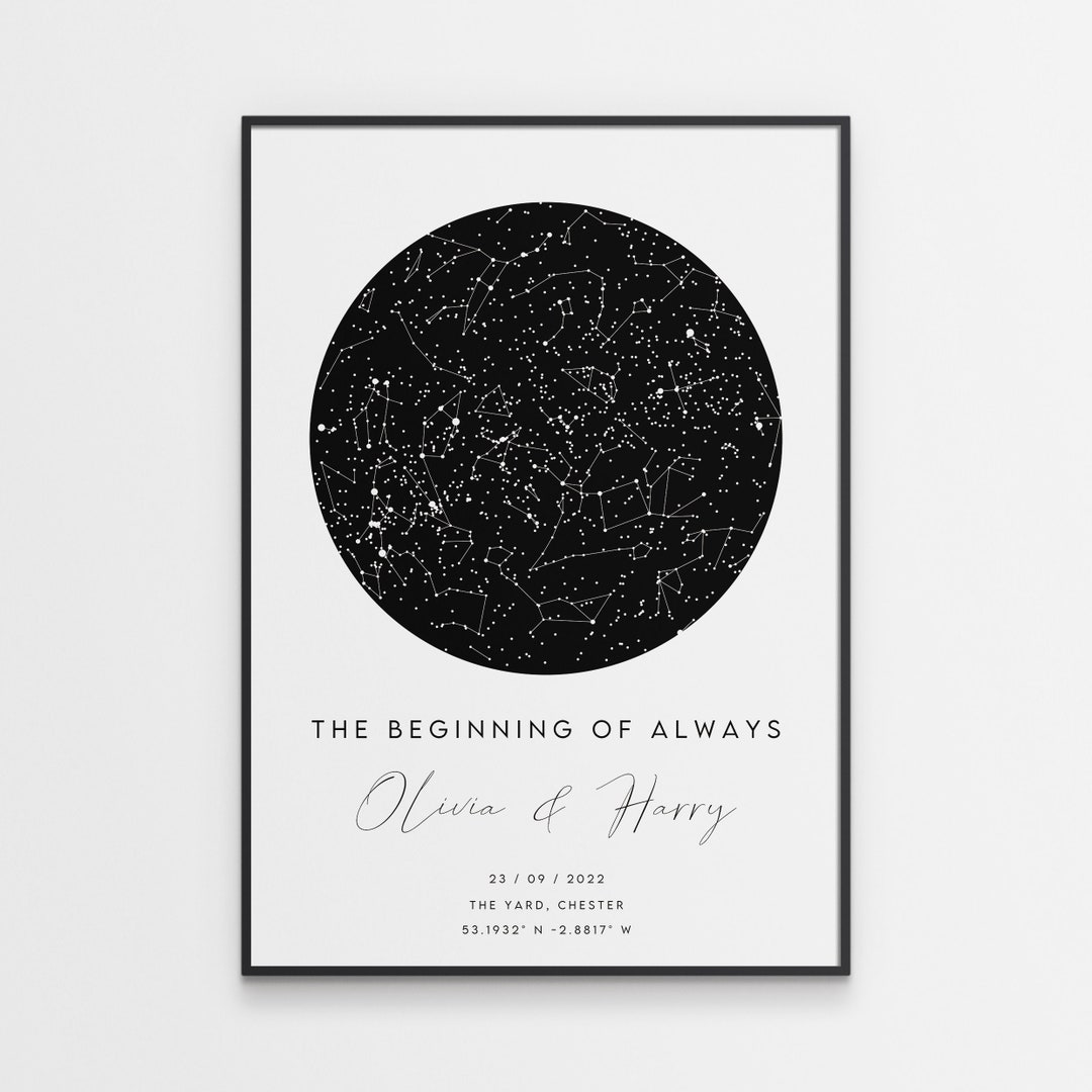Engagement Gift - Personalised Star Map Print - Special Gift for ...