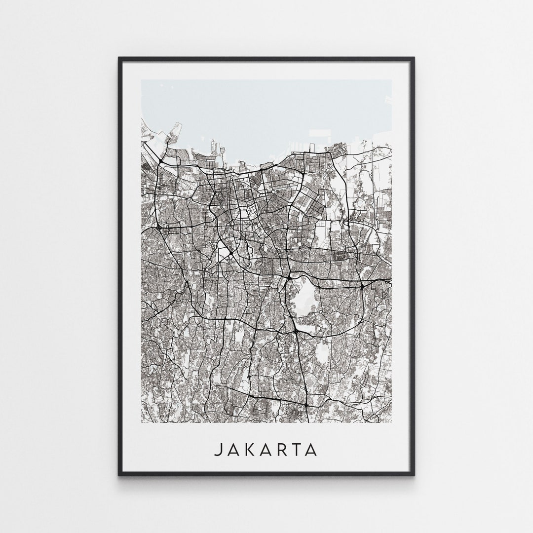 Jakarta Map Print Minimal Jakarta Poster Art Indonesia - Etsy