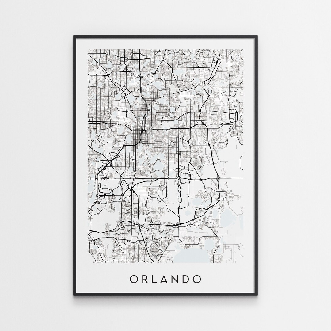 Orlando Map Print Minimal Orlando Poster Art Florida USA - Etsy