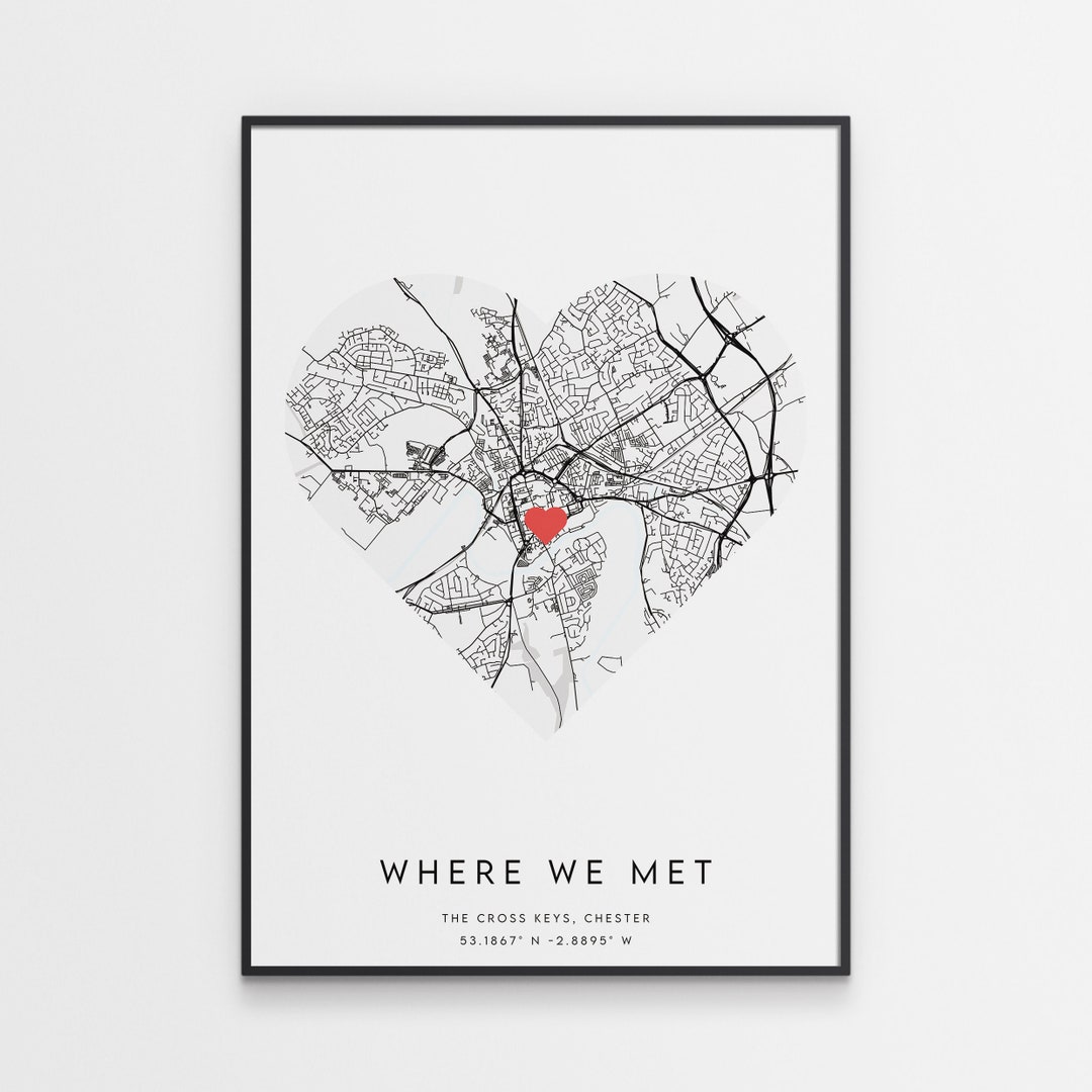 Where We Met Map Print - Cute Valentine's Day Gift for Boyfriend or ...