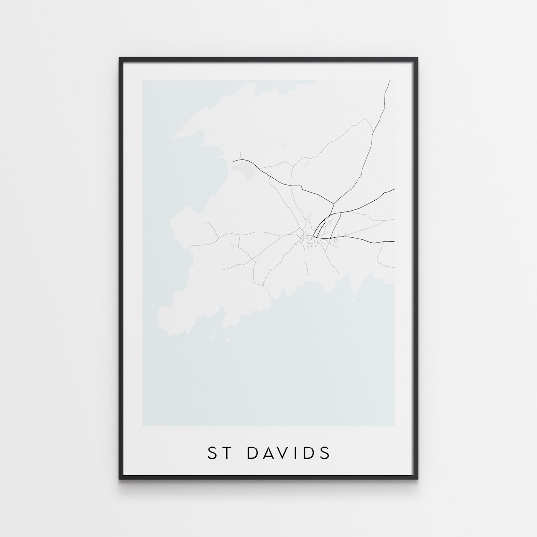 St Davids Map Print - Minimal St Davids Poster Art - Wales - Etsy UK