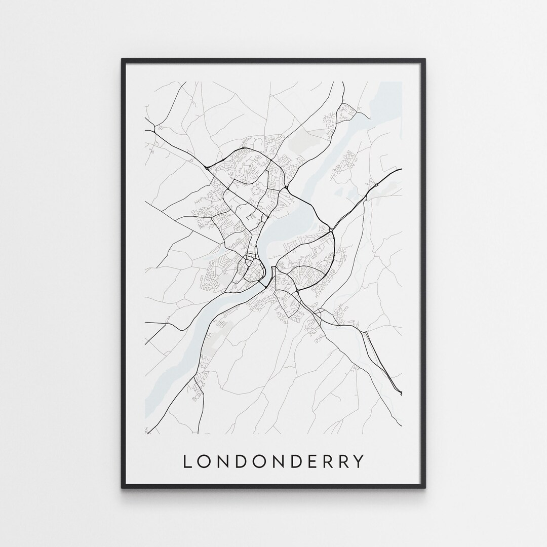 Londonderry Map Print Minimal Londonderry Poster Art Northern Ireland ...