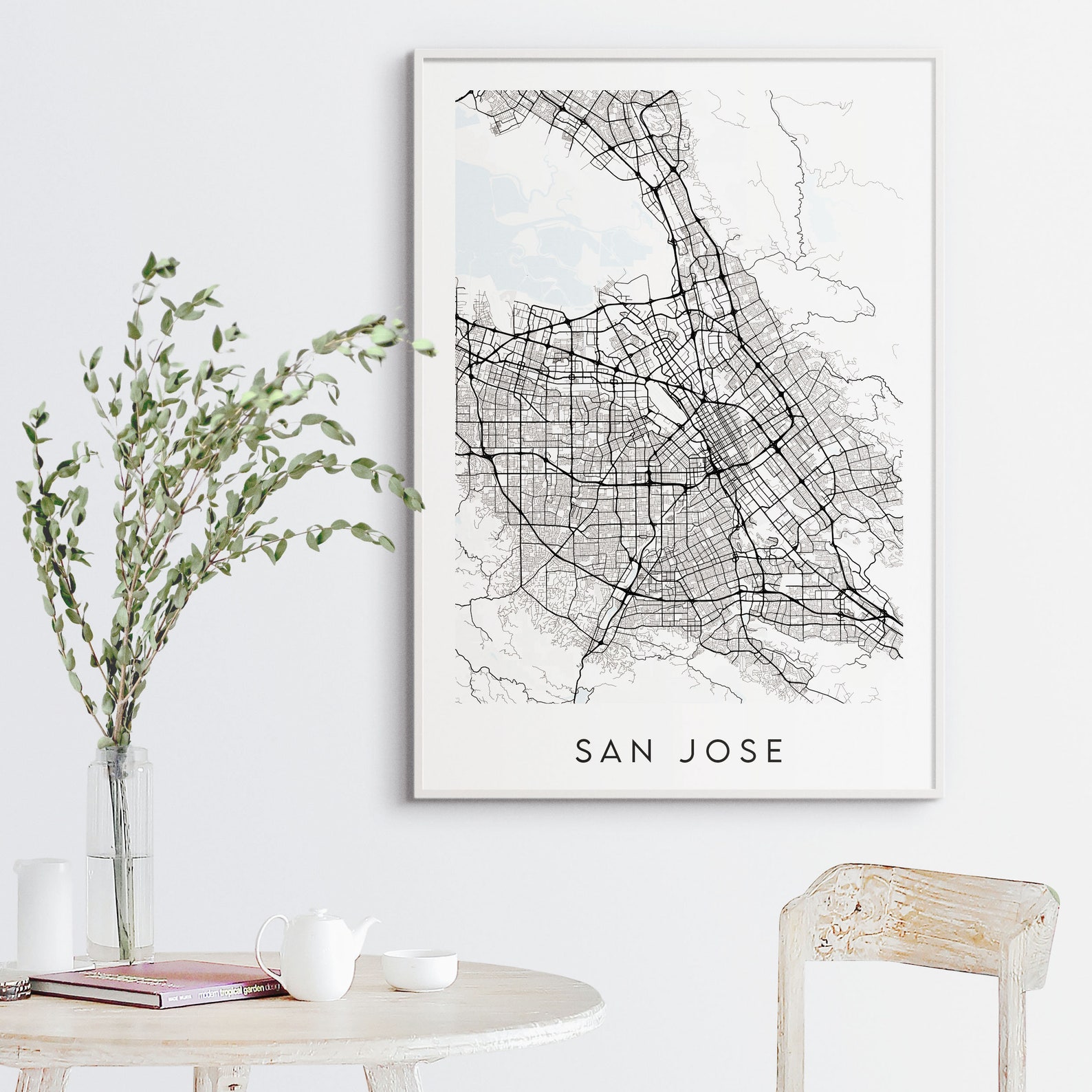 San Jose Map Print Minimal San Jose Poster Art California | Etsy