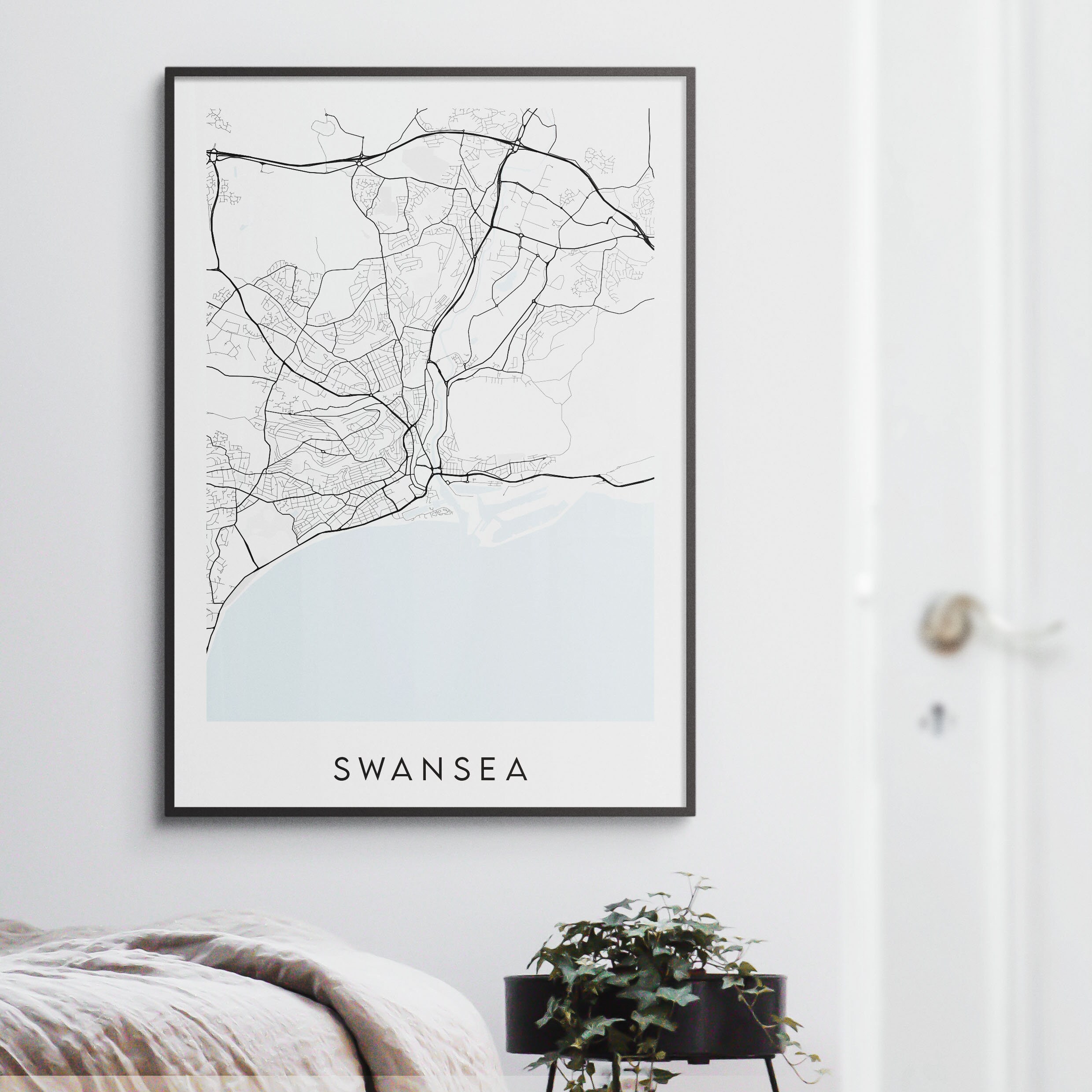 Swansea Map Print Minimal Swansea Poster Art Wales | Etsy