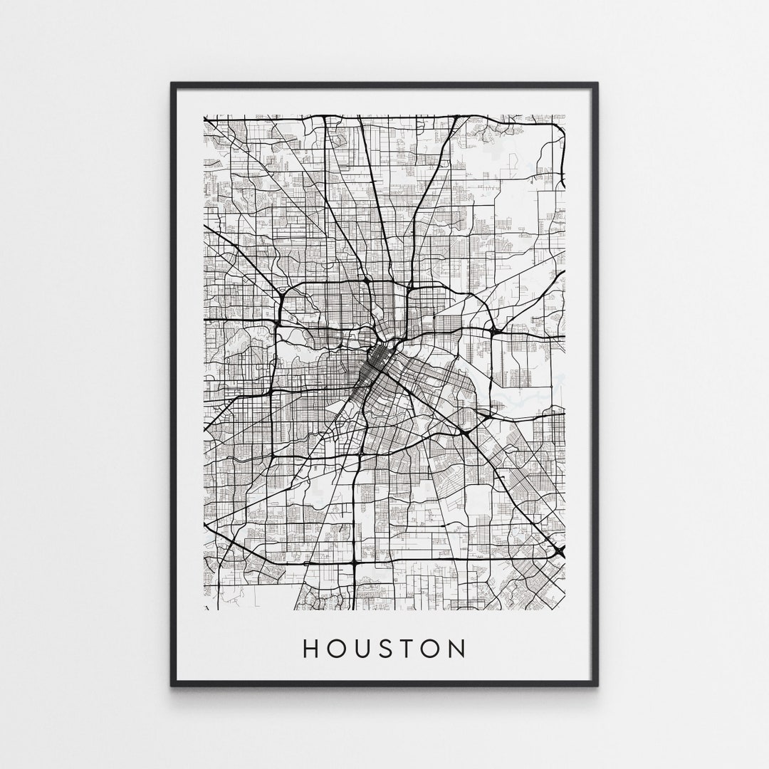 Houston Map Print Minimal Houston Poster Art Texas USA - Etsy
