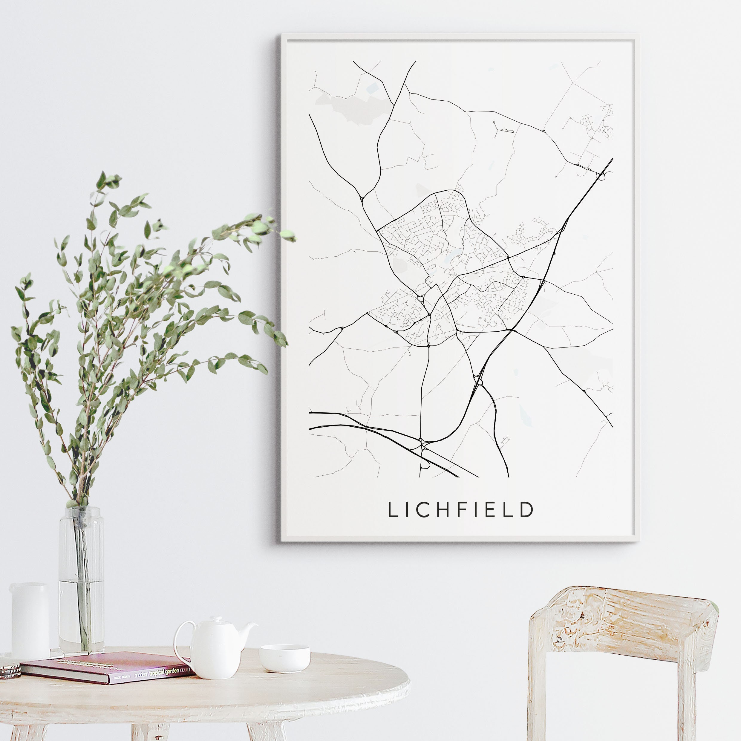 Lichfield Map Print Minimal Lichfield Poster Art - Etsy