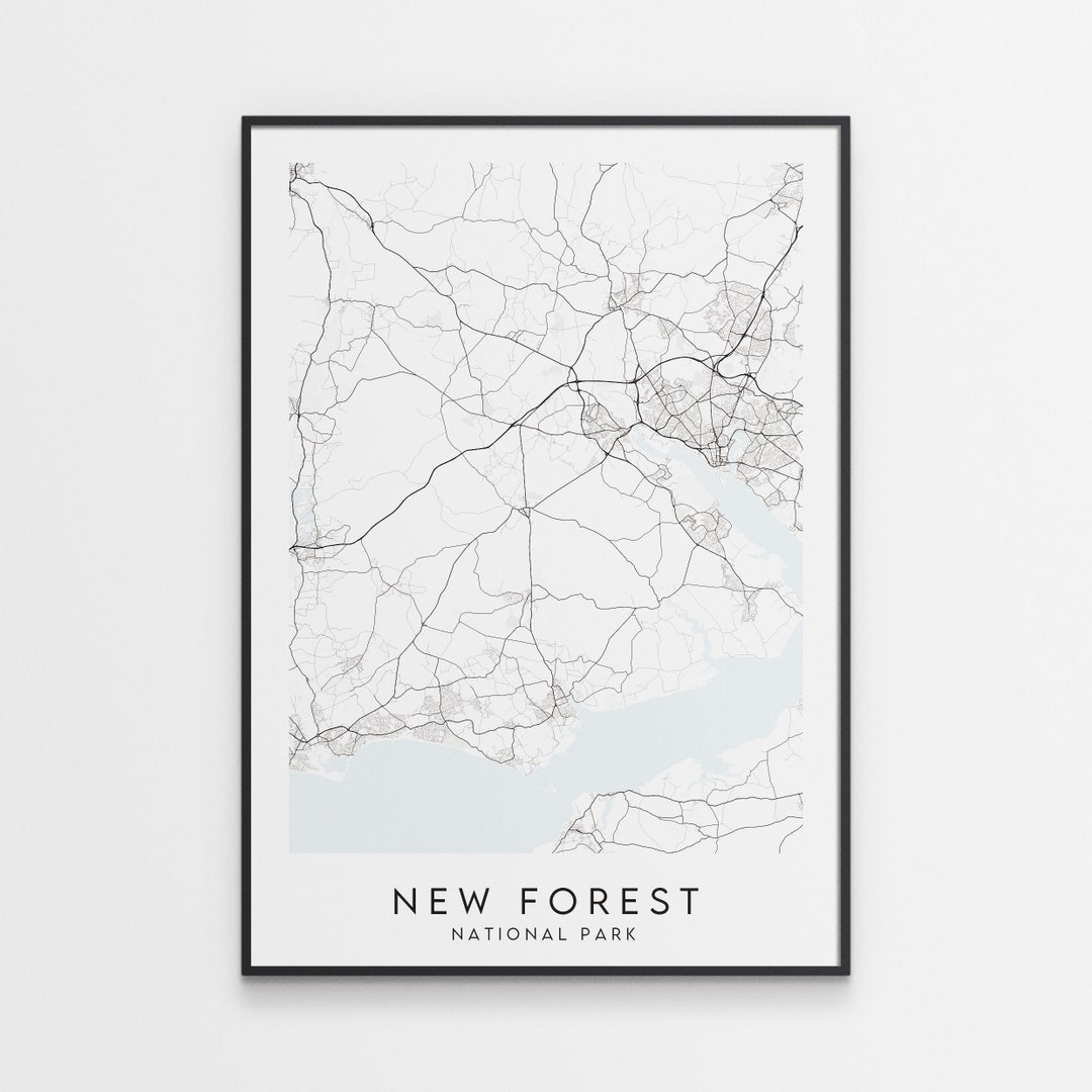 New Forest Map Print - Minimal New Forest National Park Poster Art ...