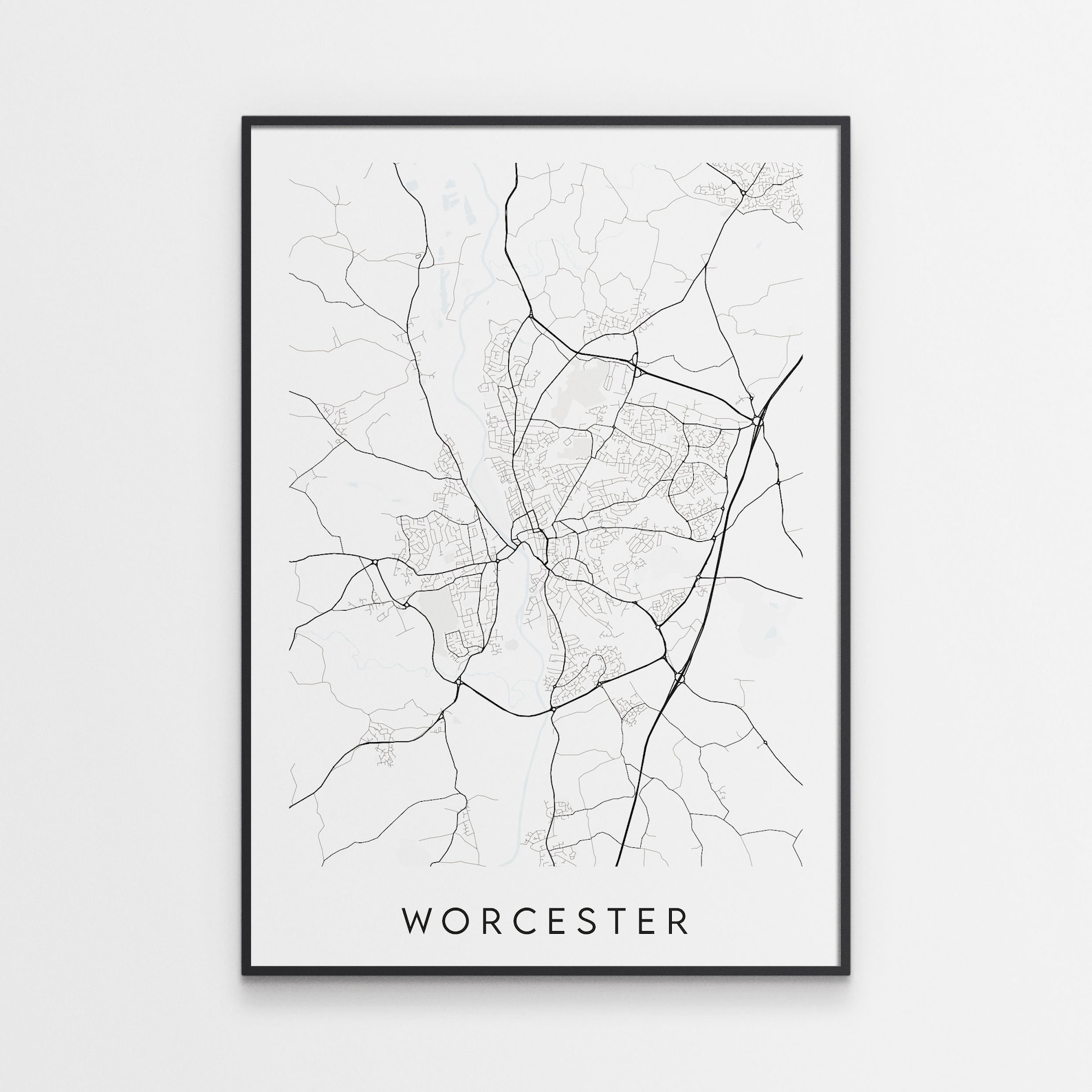 Worcester Map Print Minimal Worcester Poster Art | Etsy