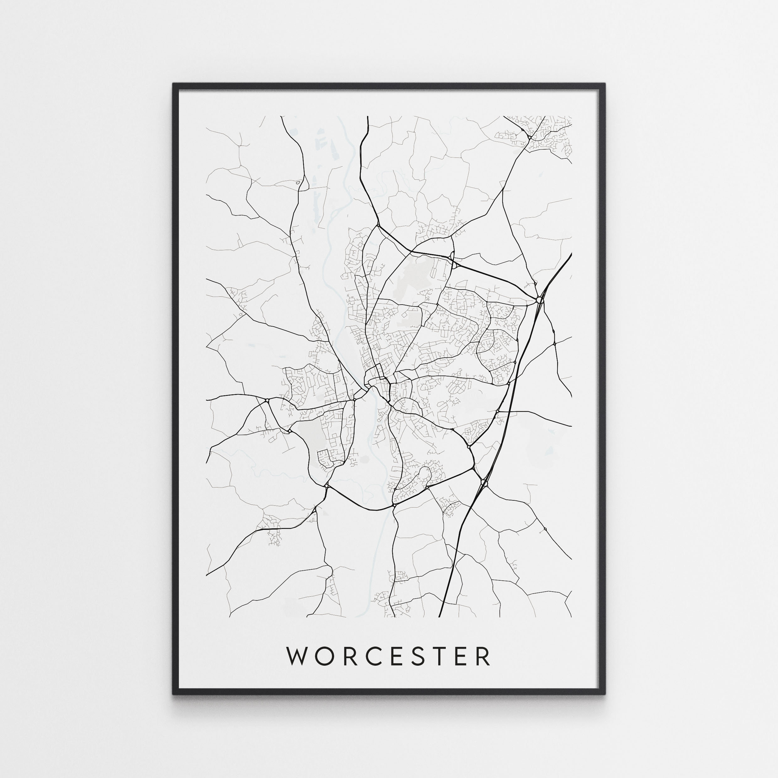 Worcester Map Print Minimal Worcester Poster Art | Etsy