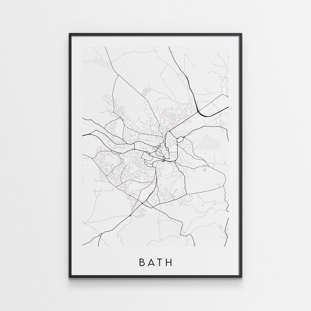 Bath Map Print Minimal Bath Poster Art - Etsy