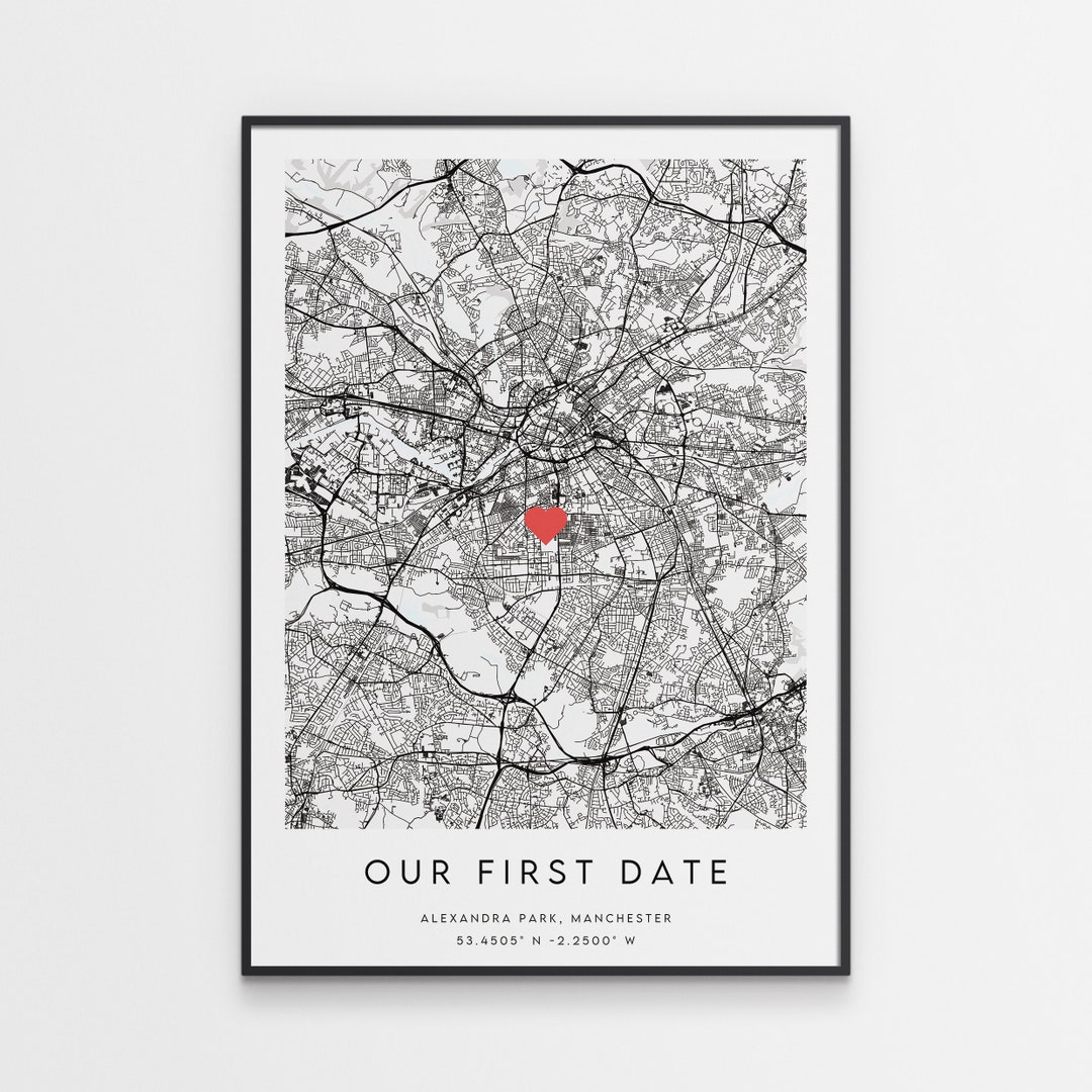 Our First Date Map Print - Valentine's Day Gift for Him or Her ...