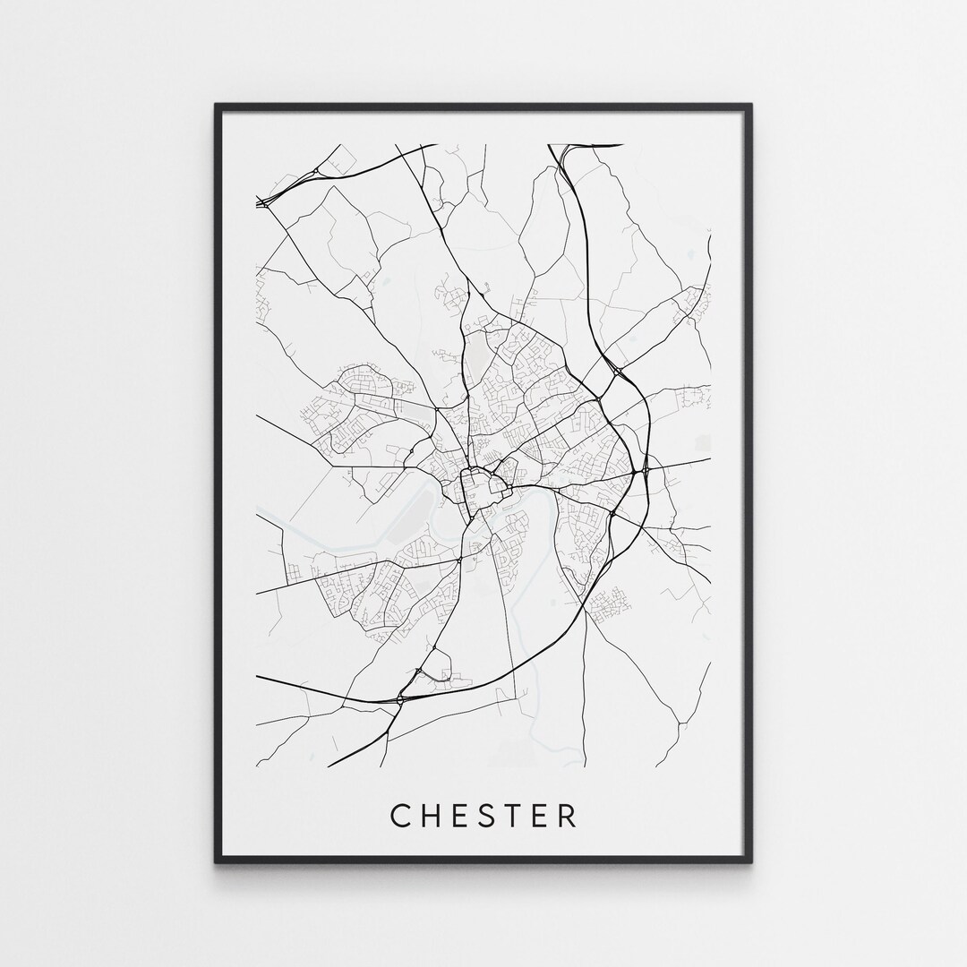 Impresión de mapa de Chester Arte del póster minimalista de Chester ...