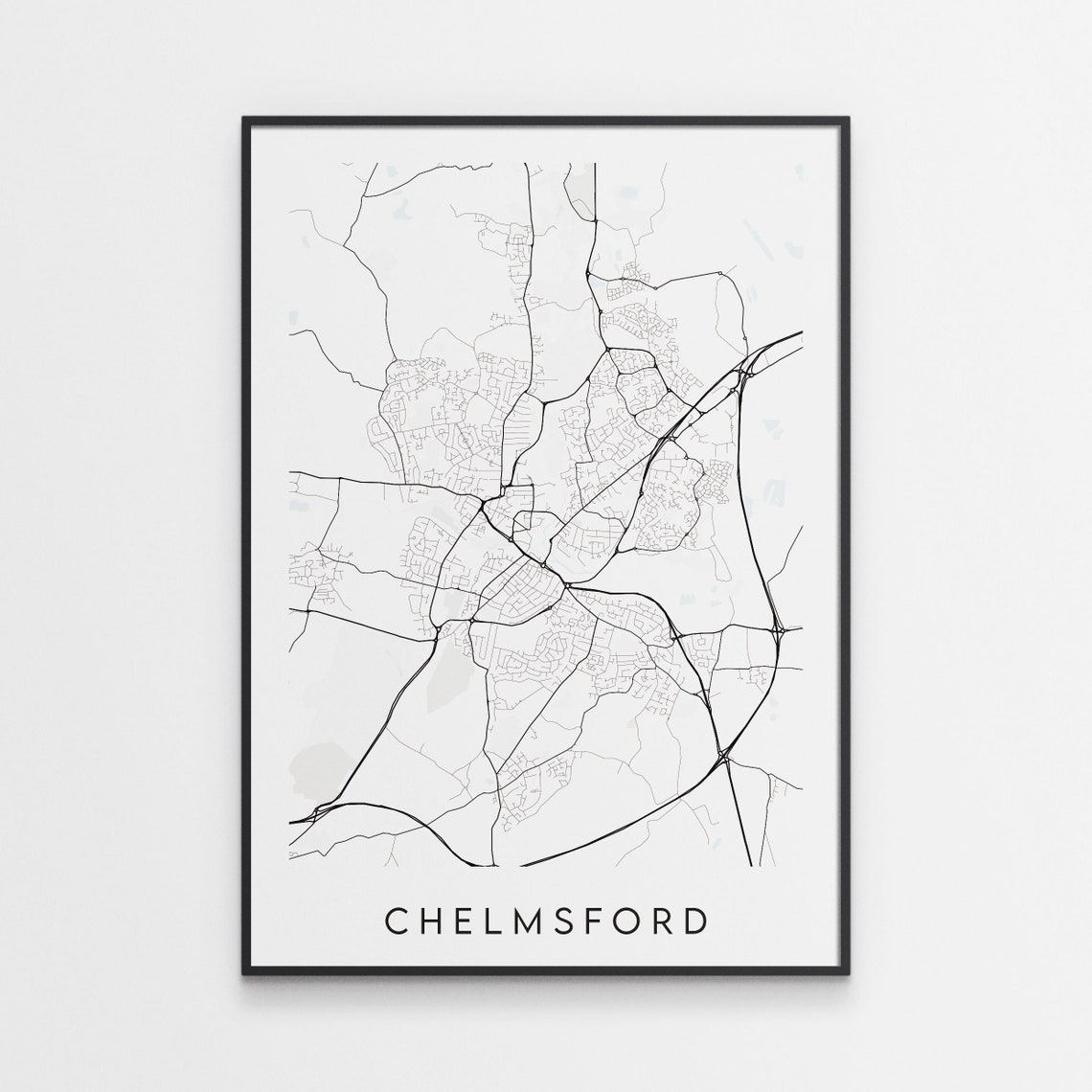 Chelmsford Map Print Minimal Chelmsford Poster Art | Etsy