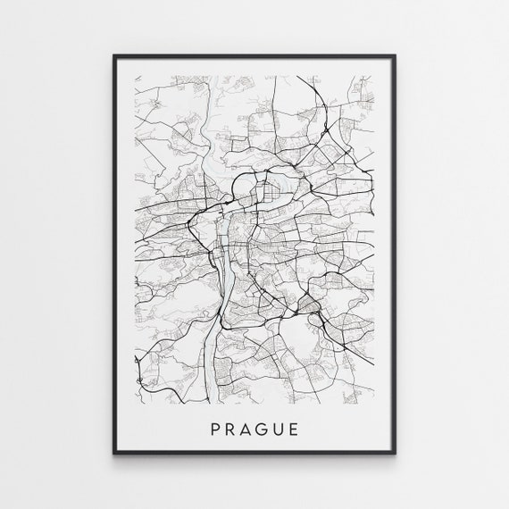 Prague Map Print Minimal Prague Poster Art Czech Republic - Etsy