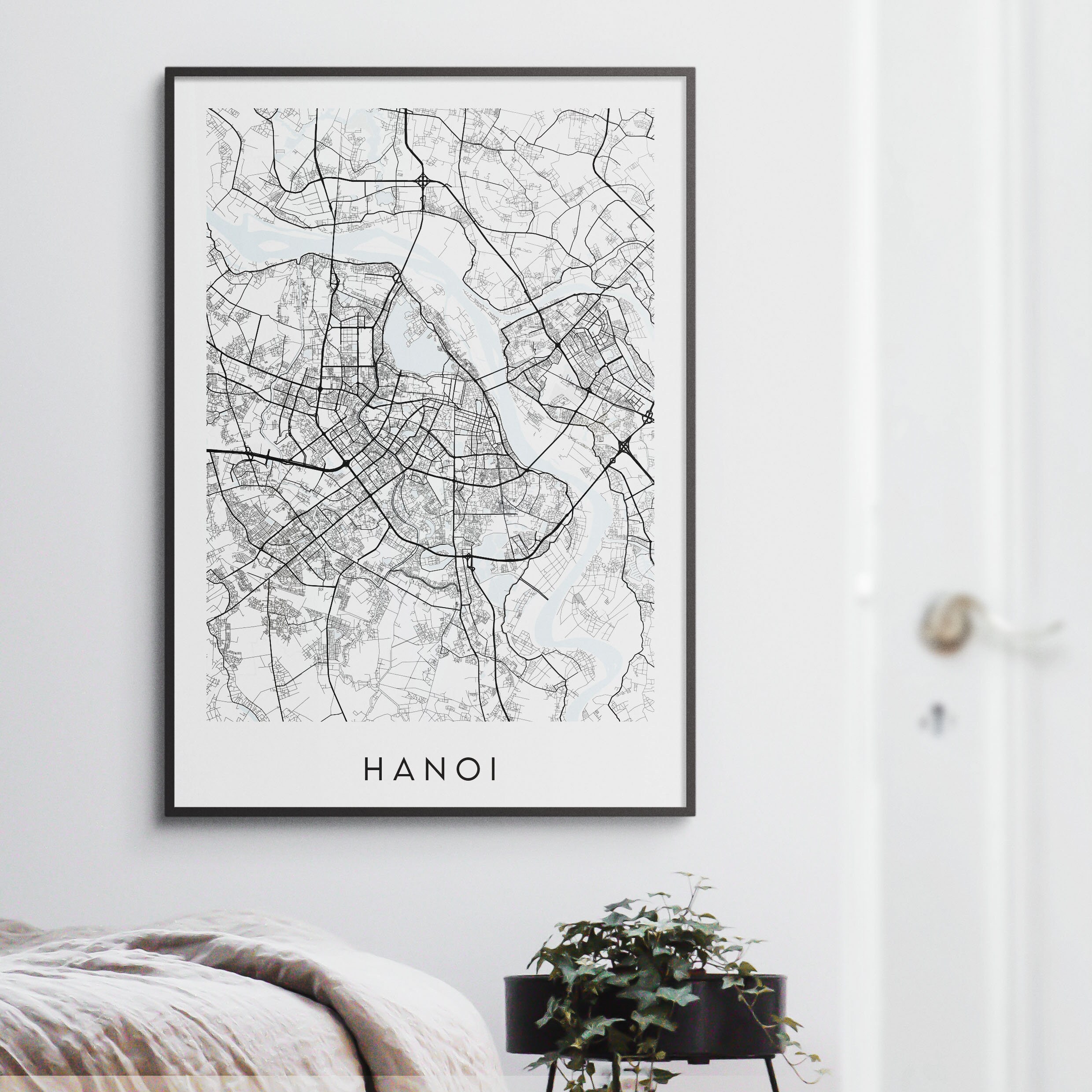 Hanoi Map Print Minimal Hanoi Poster Art Vietnam | Etsy