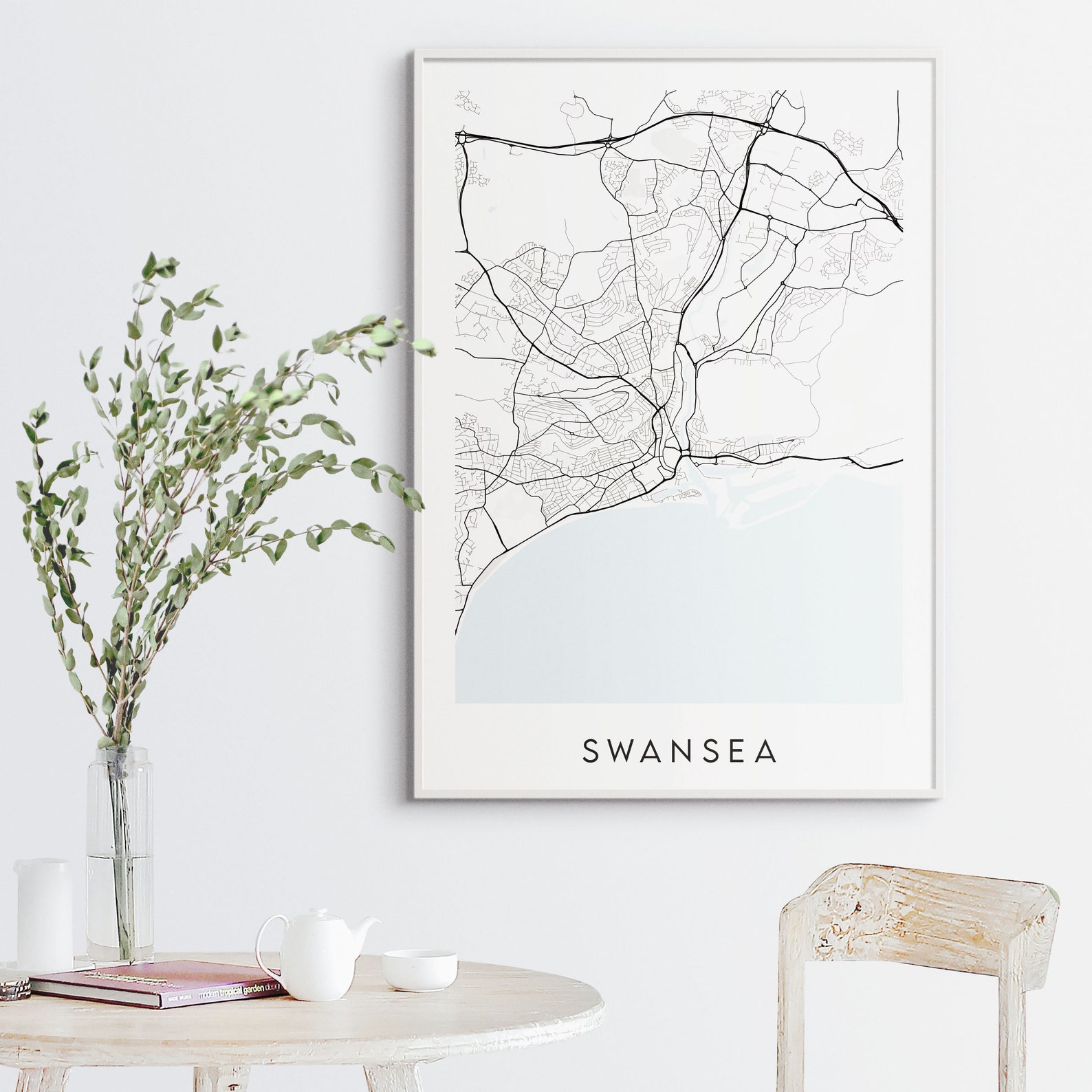 Swansea Map Print Minimal Swansea Poster Art Wales - Etsy UK