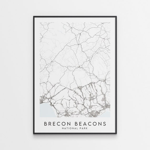 Brecon Beacons Map Print Minimal Brecon Beacons National - Etsy UK