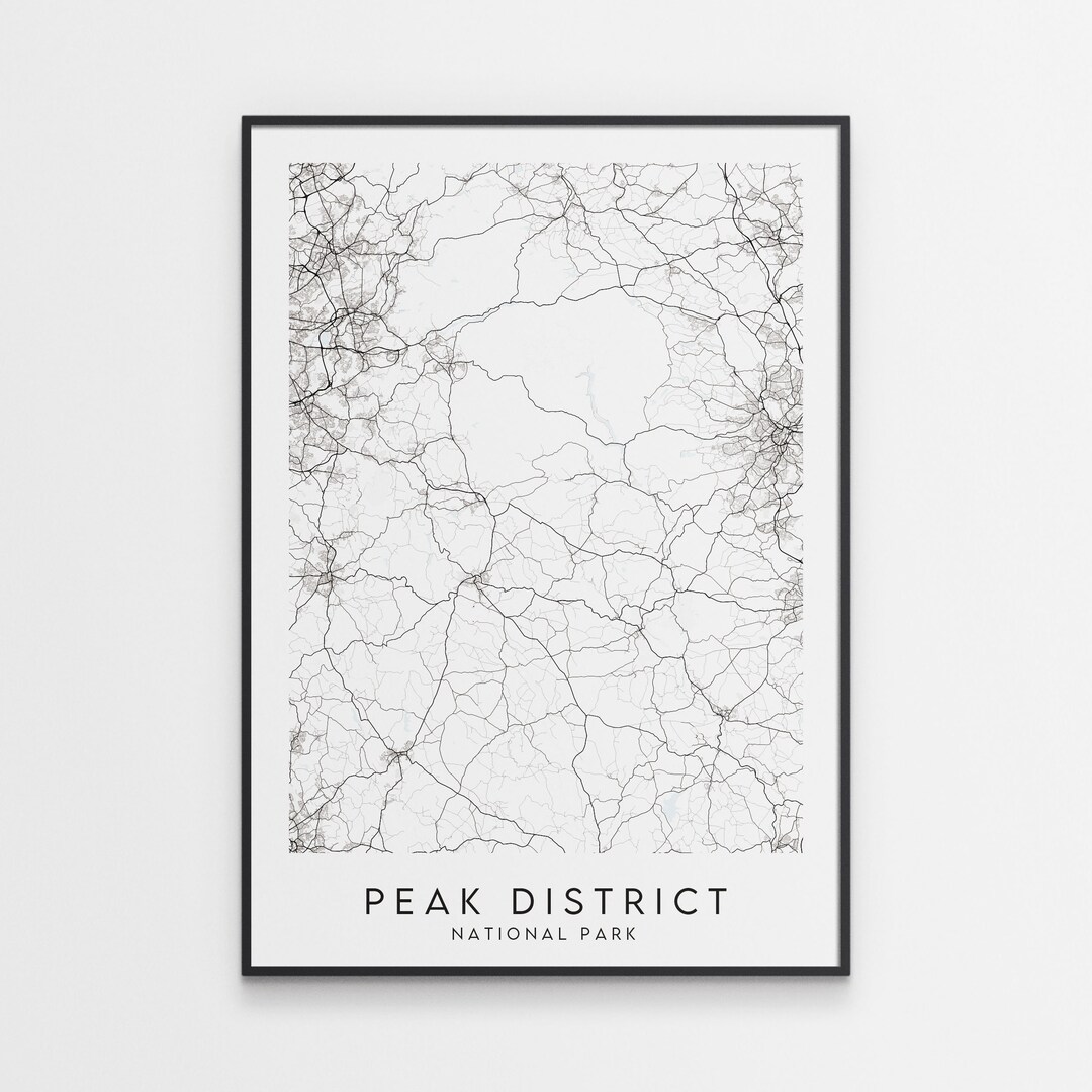 Peak District Map Print - Minimal Peak District National Park Poster ...