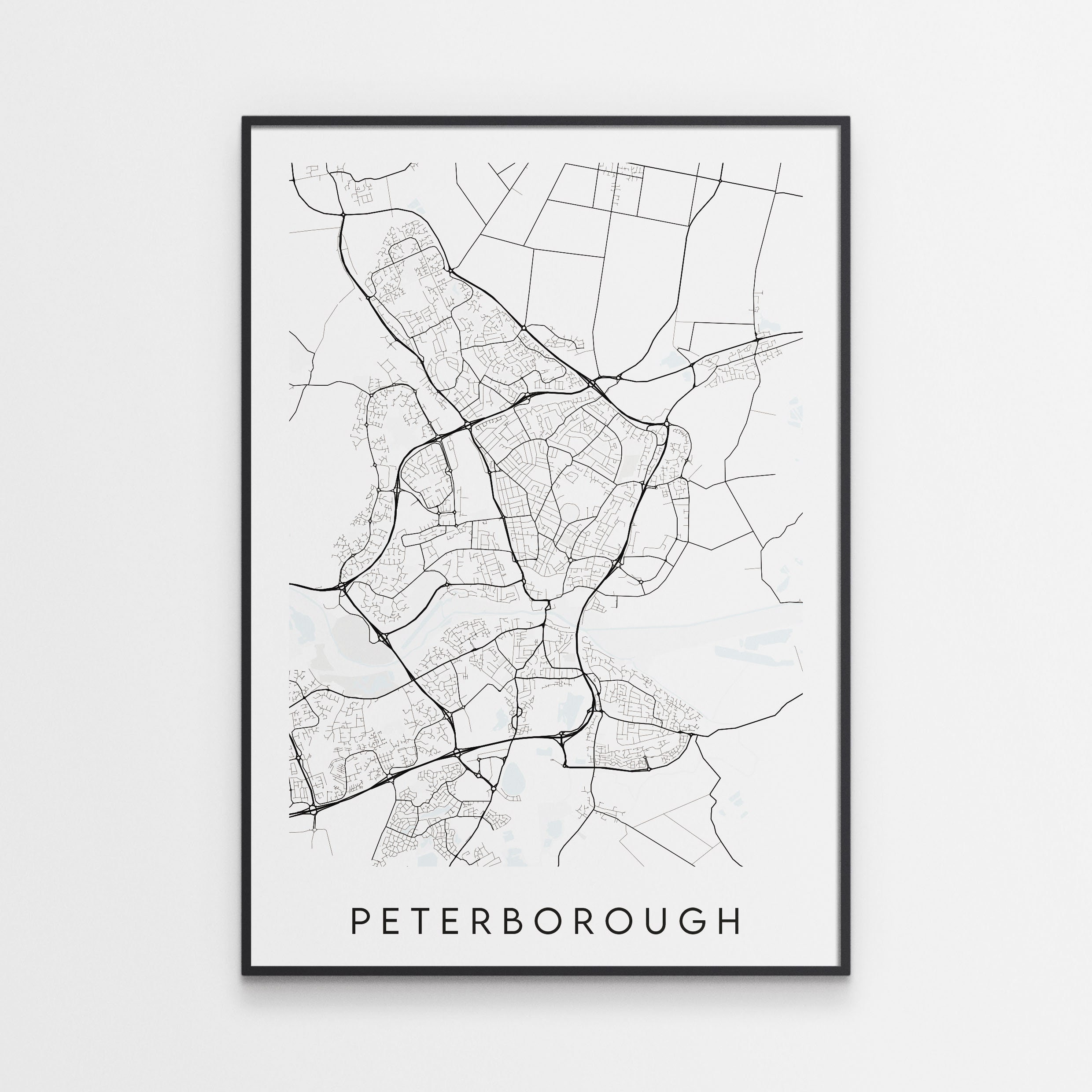 Peterborough Map Print Minimal Peterborough Poster Art - Etsy UK