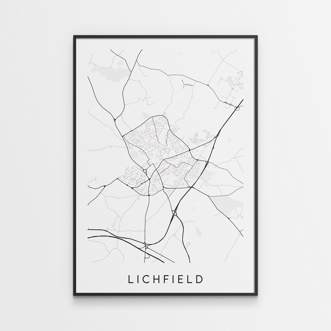 Lichfield Map Print - Minimal Lichfield Poster Art - Etsy
