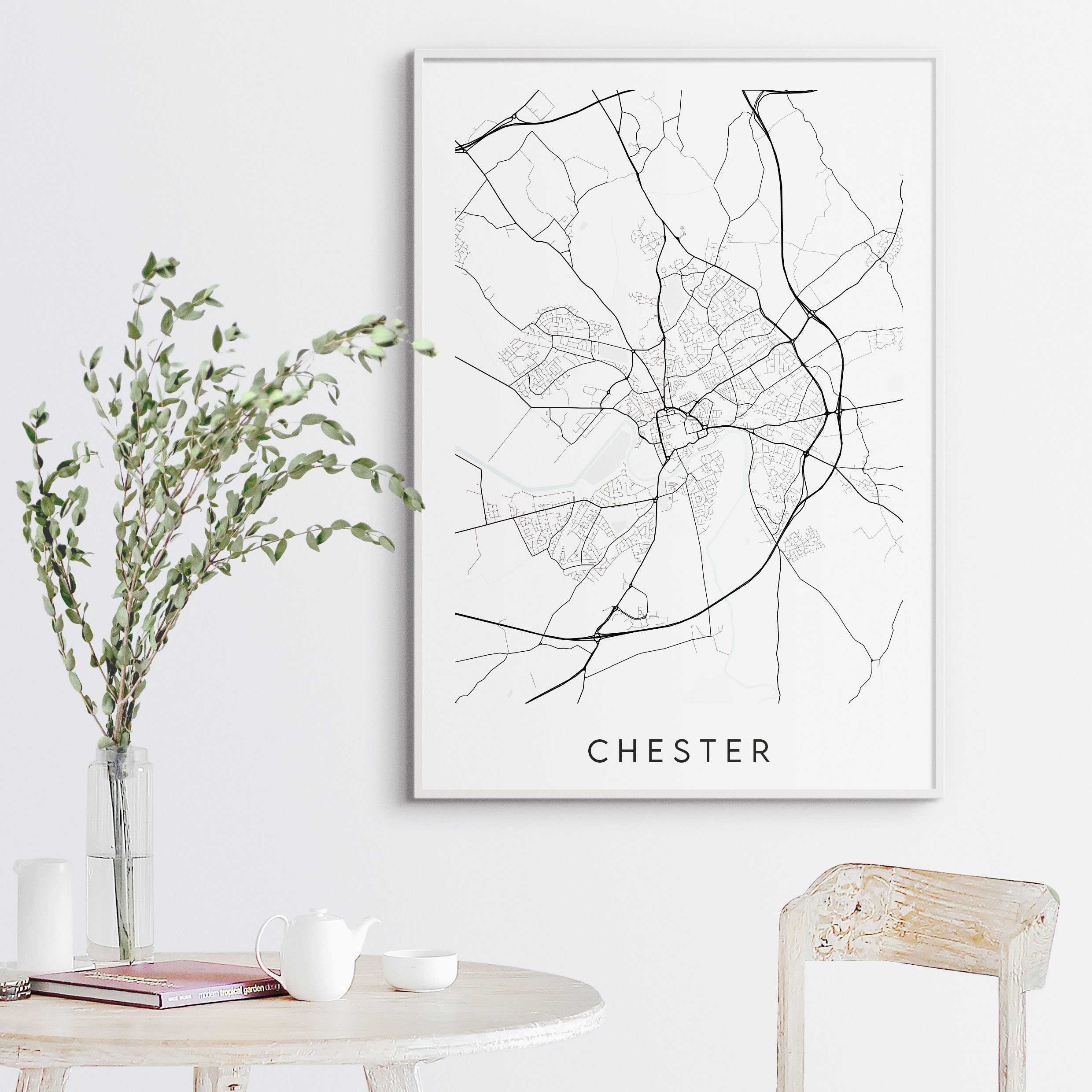 Impresión de mapa de Chester Arte del póster minimalista de - Etsy España