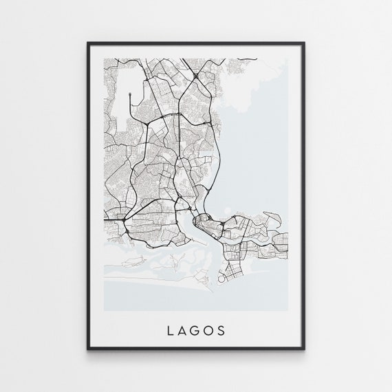 Lagos Map Print Minimal Lagos Poster Art Nigeria - Etsy