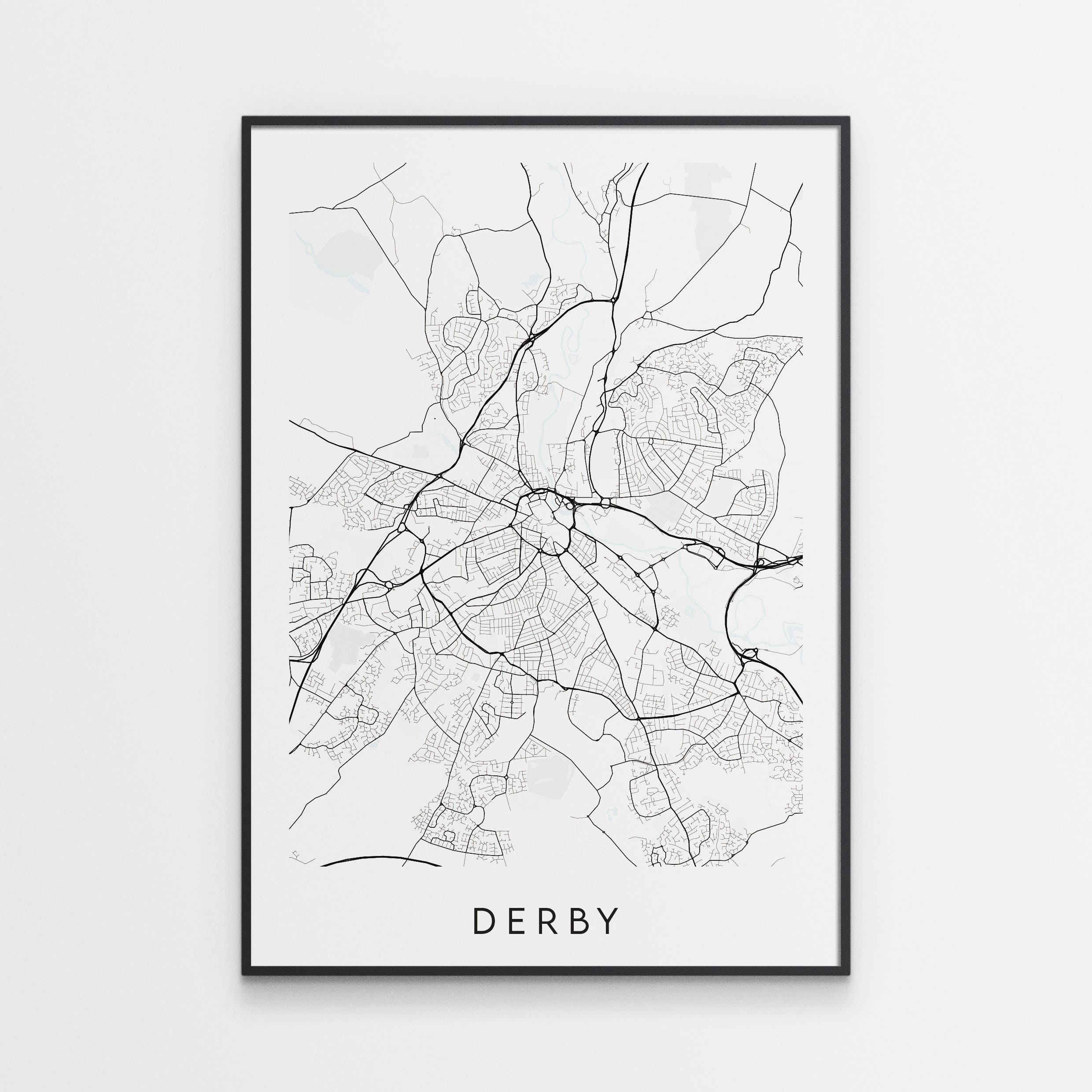 Derby Map Print Minimal Derby Poster Art | Etsy