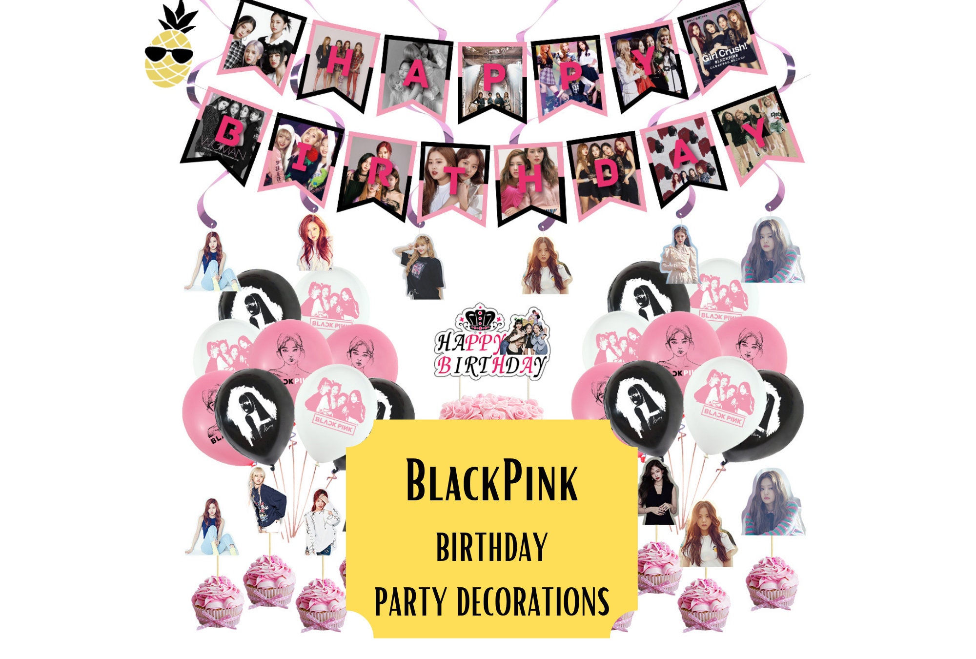 Blackpink Theme Party Decorations Birthday Banner Cake Topper Cupcake blackpink-theme-party-decorations-birthday-banner-cake-topper-cupcake